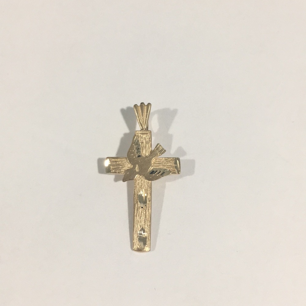 14k Yellow Gold Confirmation Cross Pendant - Gem